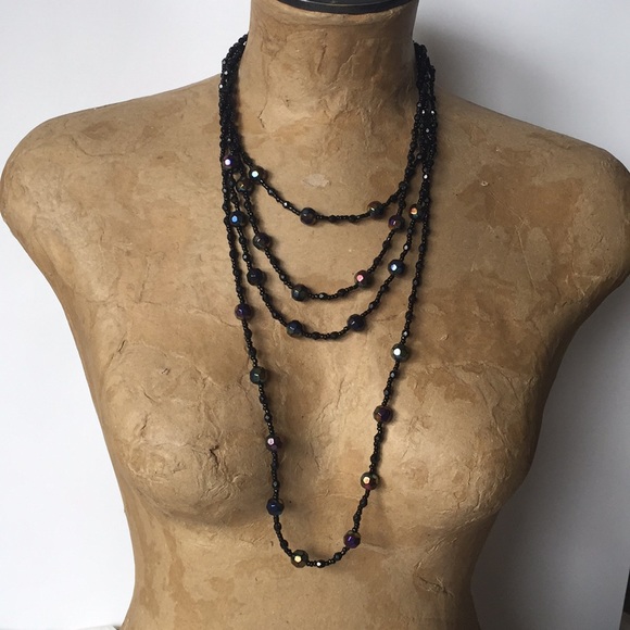 Jewelry | Layered Black Beaded Long Necklace | Poshmark